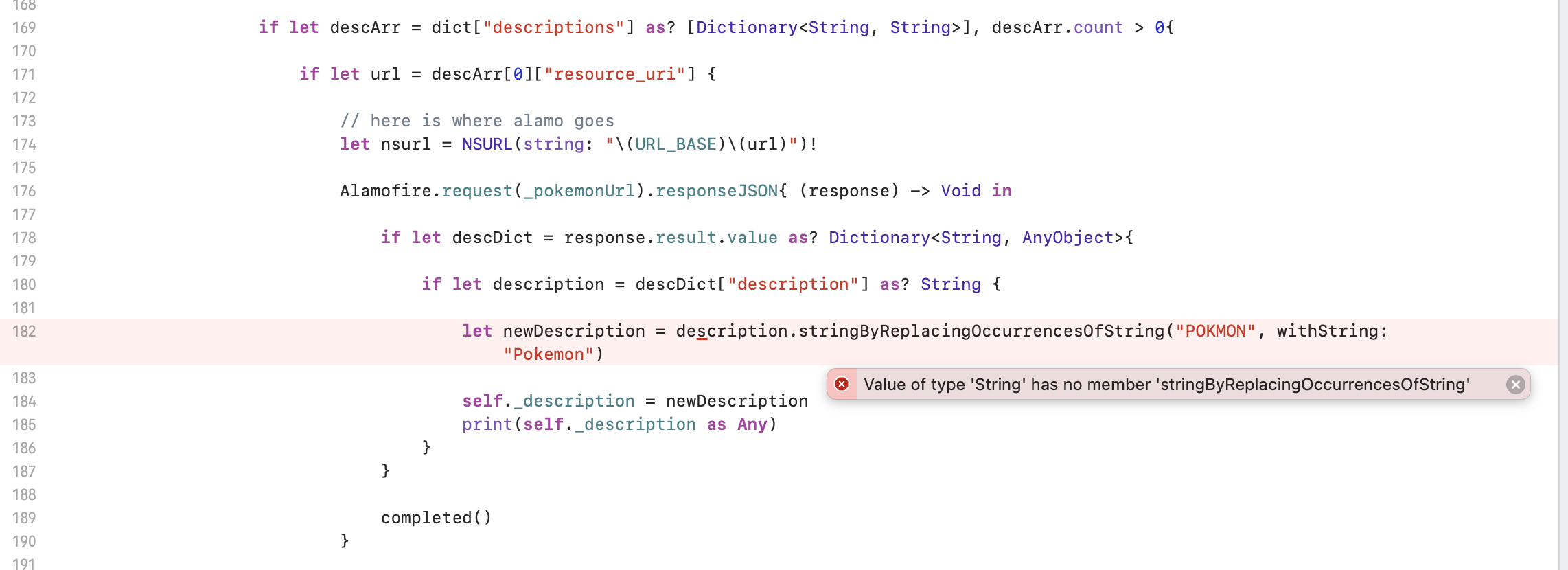 Solved In swift5 rewrite the error lines to fix the code | Chegg.com