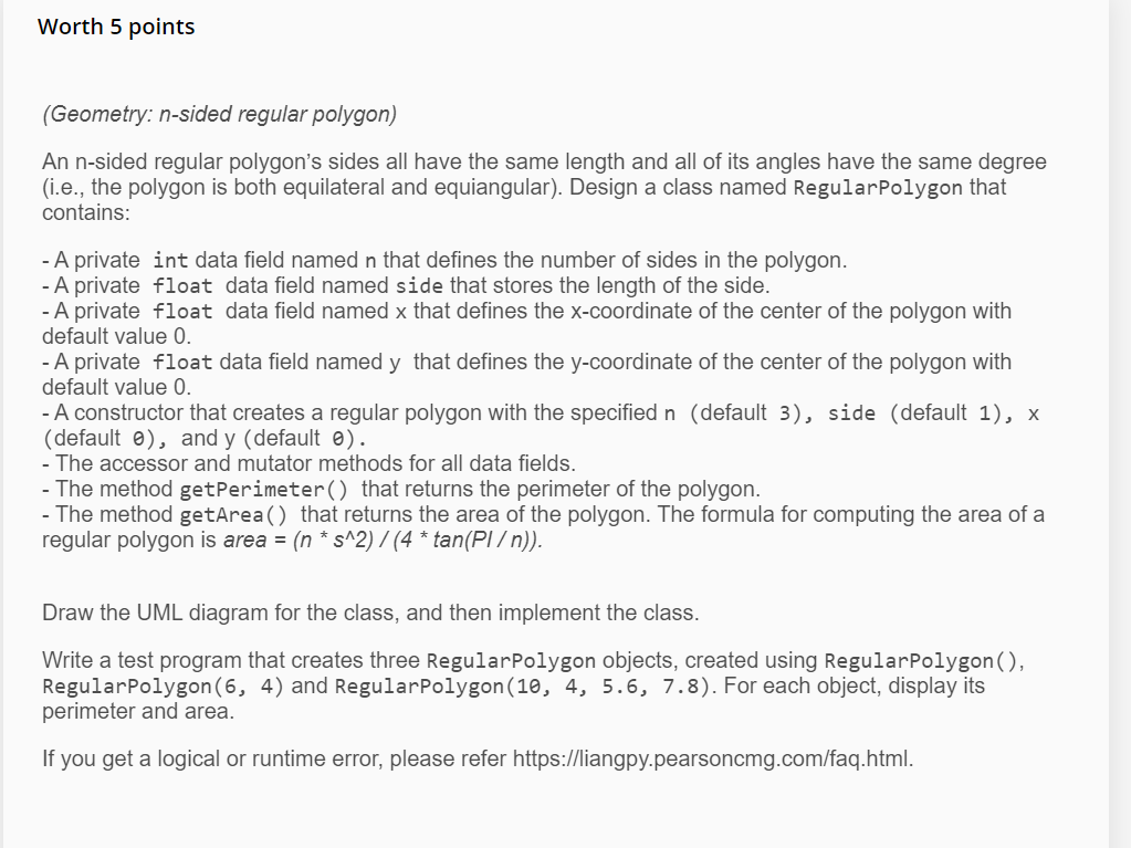 Solved Worth 5 points (Geometry: n-sided regular polygon) An | Chegg.com