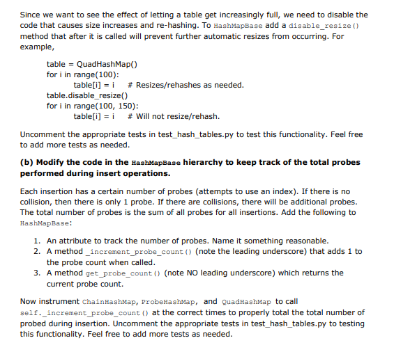 Solved Part I hash_tables.py contains code from the textbook | Chegg.com