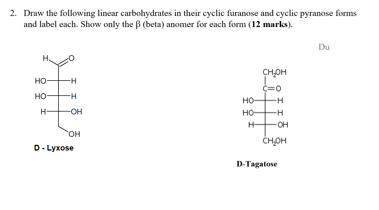Solved 2. Draw the following linear carbohydrates in their | Chegg.com