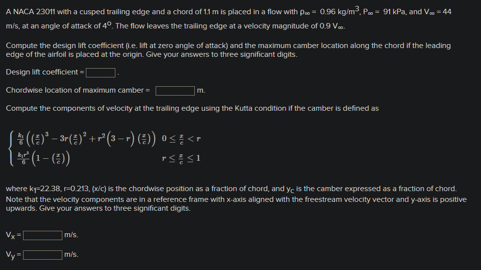 Solved A NACA 23011 with a cusped trailing edge and a chord | Chegg.com