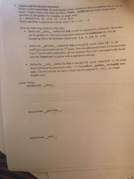 Solved 3. Classes and Overloaded Operators terms: 2-tuples | Chegg.com