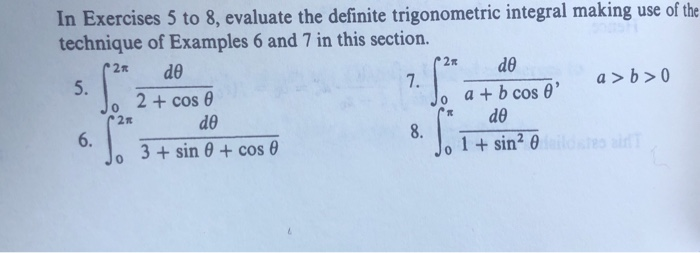 Solved In Exercises 5 to 8, evaluate the definite | Chegg.com