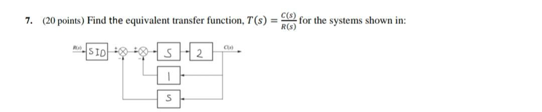Solved 7. (20 points) Find the equivalent transfer function, | Chegg.com
