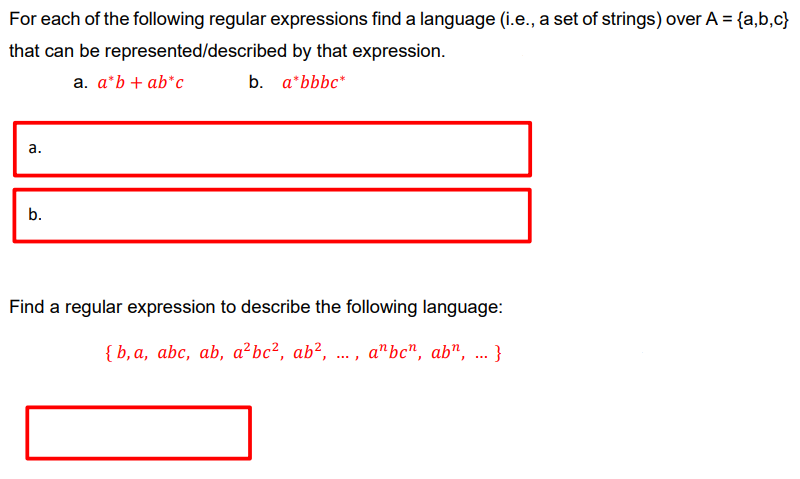 Solved For each of the following regular expressions find a | Chegg.com
