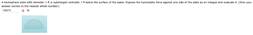 Solved hemisphere plate with diameter 6 ft is submerged | Chegg.com