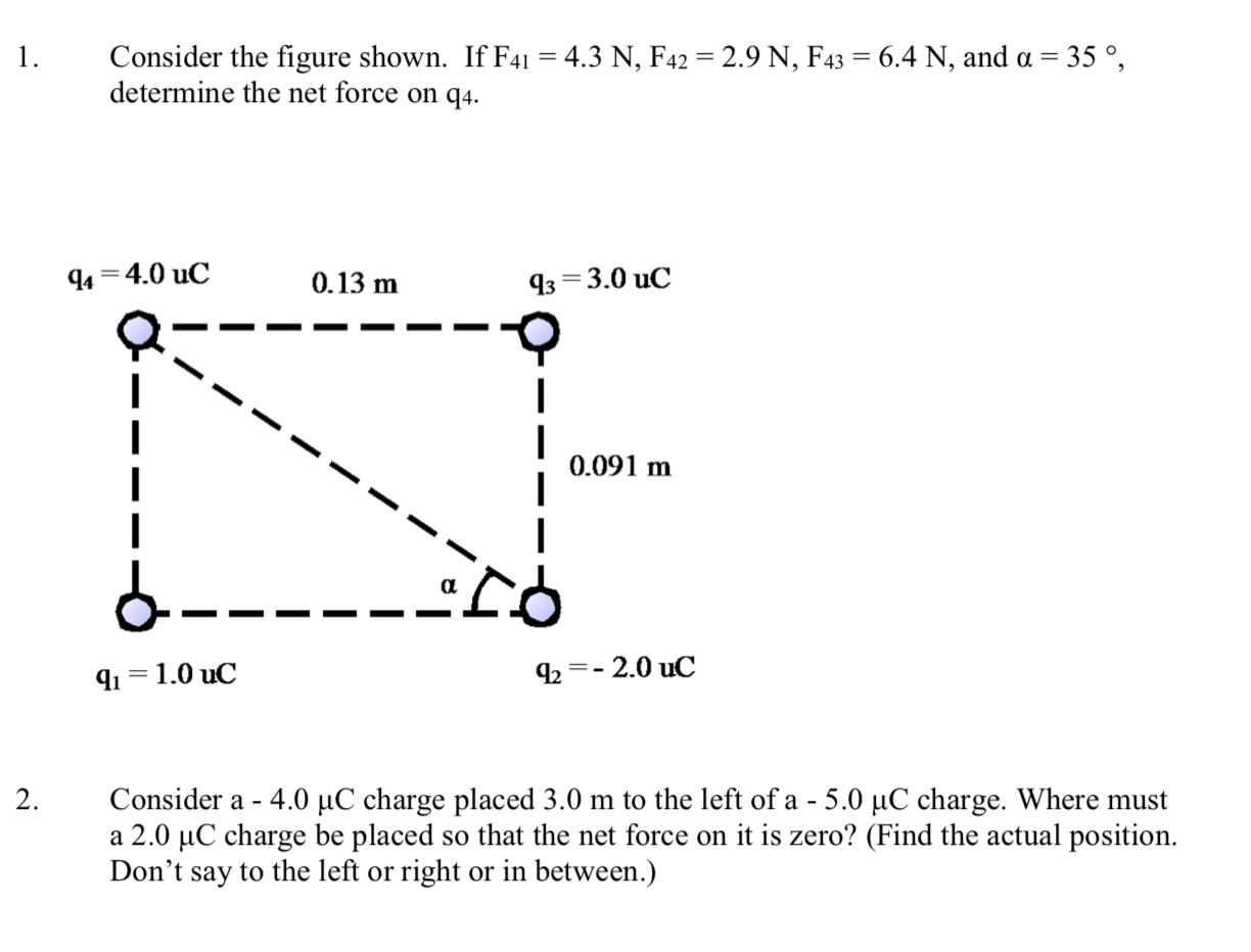 Solved 1. Consider the figure shown. If F41 = 4.3 N, F42 = | Chegg.com