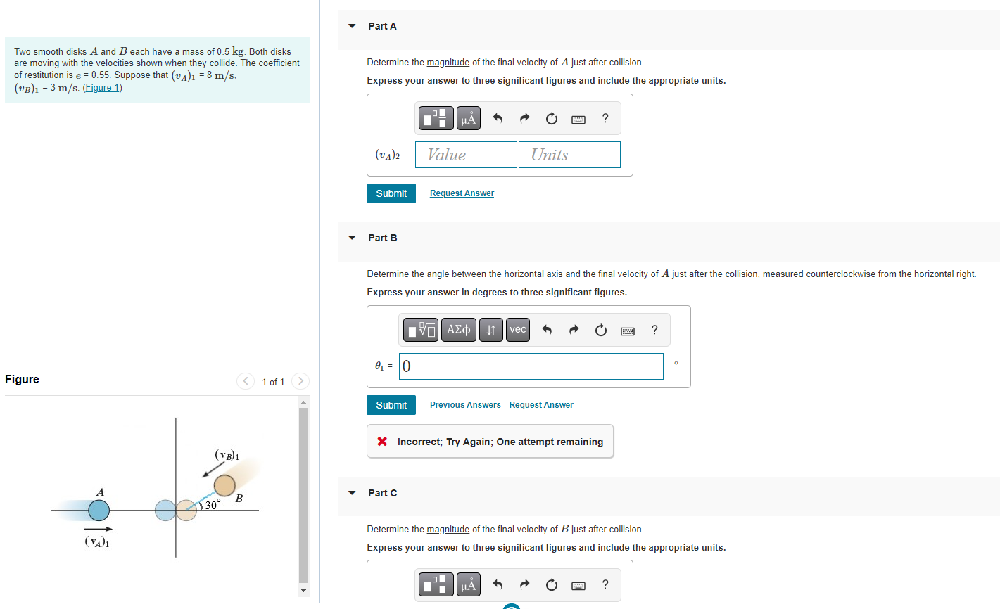 Solved Two smooth disks AA and BB each have a mass of 0.5 | Chegg.com
