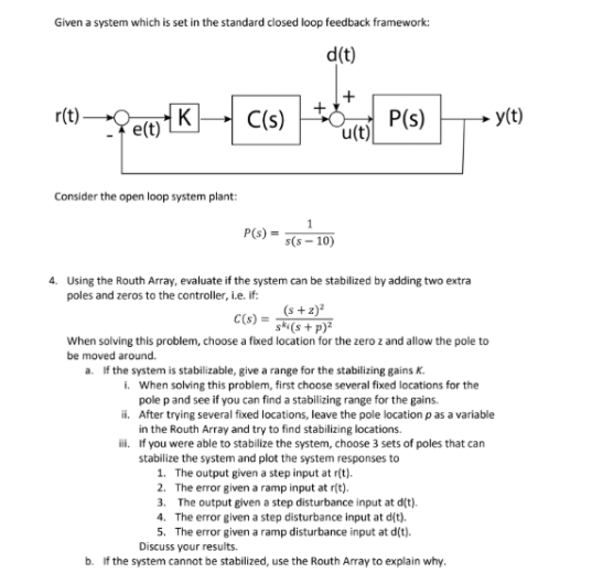 Solved Given a system which is set in the standard closed | Chegg.com