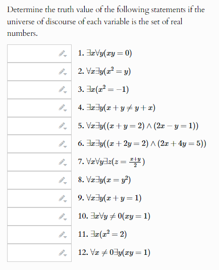 Solved Determine the truth value of ﻿the following | Chegg.com