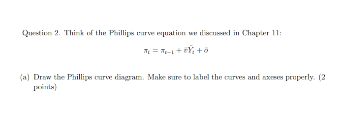 Solved Question 2. Think of the Phillips curve equation we | Chegg.com