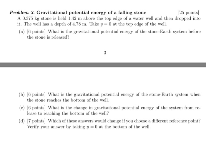 Solved Problem 3. Gravitational potential energy of a | Chegg.com