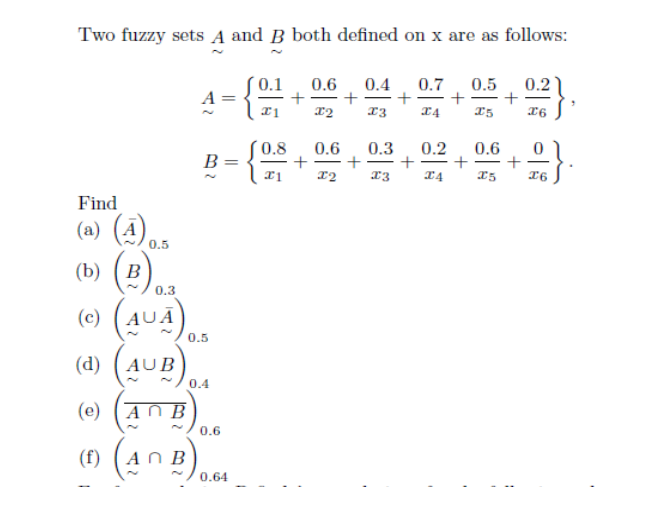 Solved Two fuzzy sets A and B∼ ﻿both defined on x ﻿are as | Chegg.com