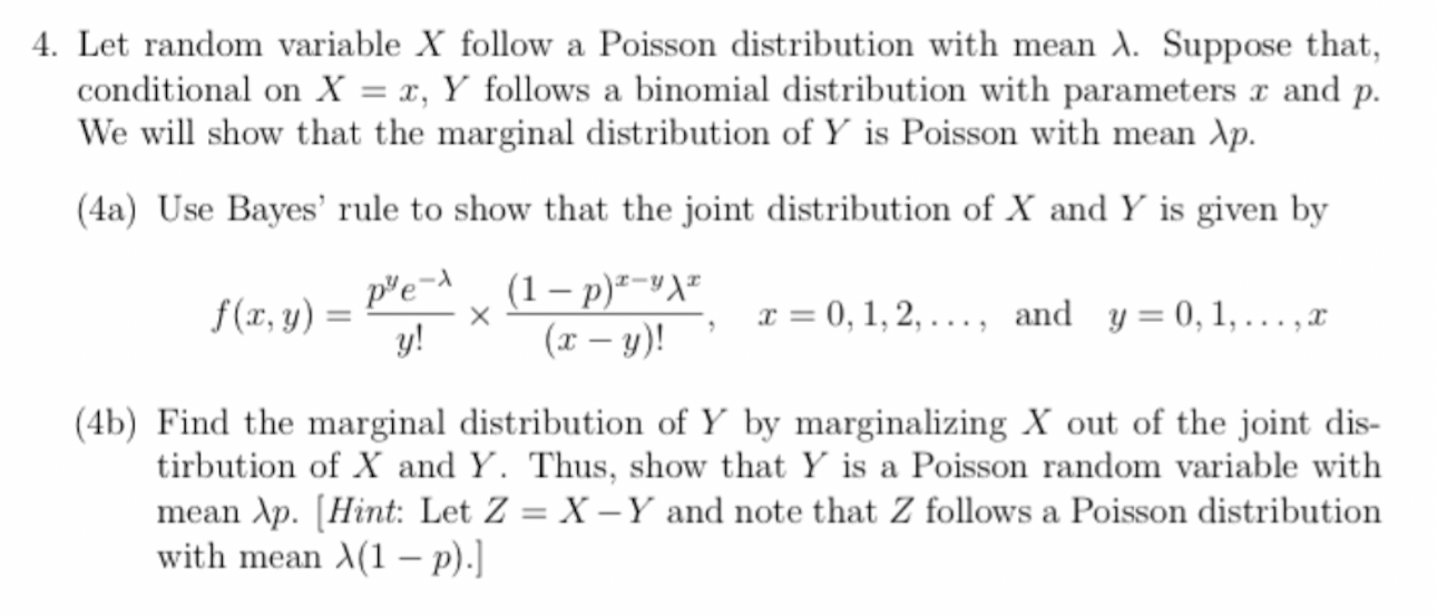 Solved 4. Let random variable X follow a Poisson | Chegg.com
