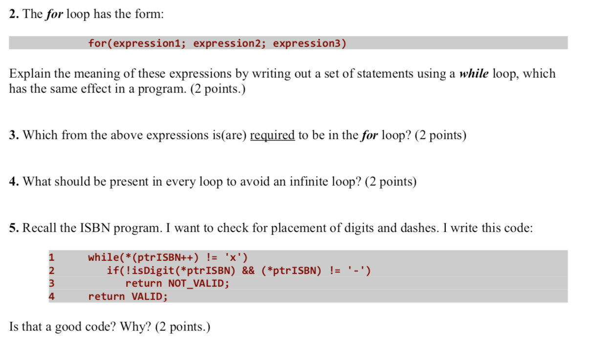 Solved 2. The for loop has the form: for(expression1; | Chegg.com