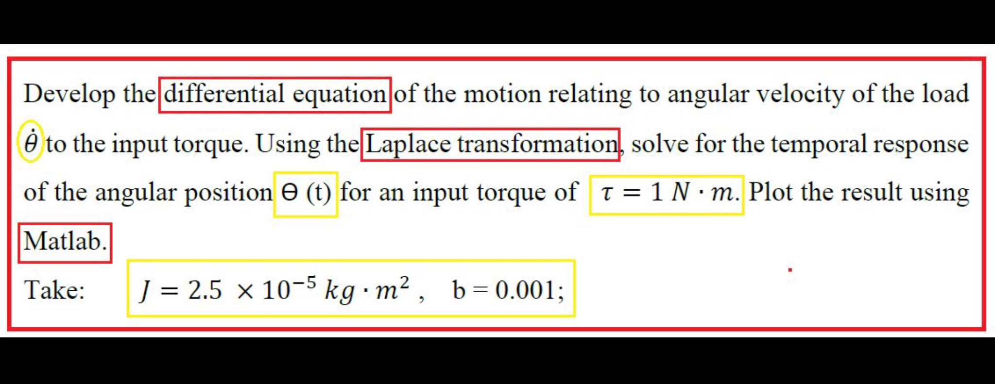 Motor /Load System; load driven by DC motor. Q1: | Chegg.com