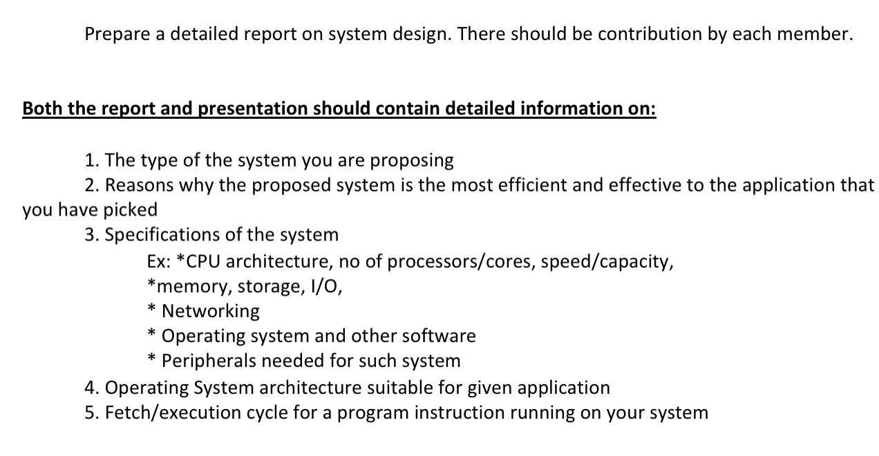 Solved Prepare a detailed report on system design. There | Chegg.com