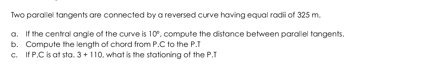 Solved Two parallel tangents are connected by a reversed | Chegg.com