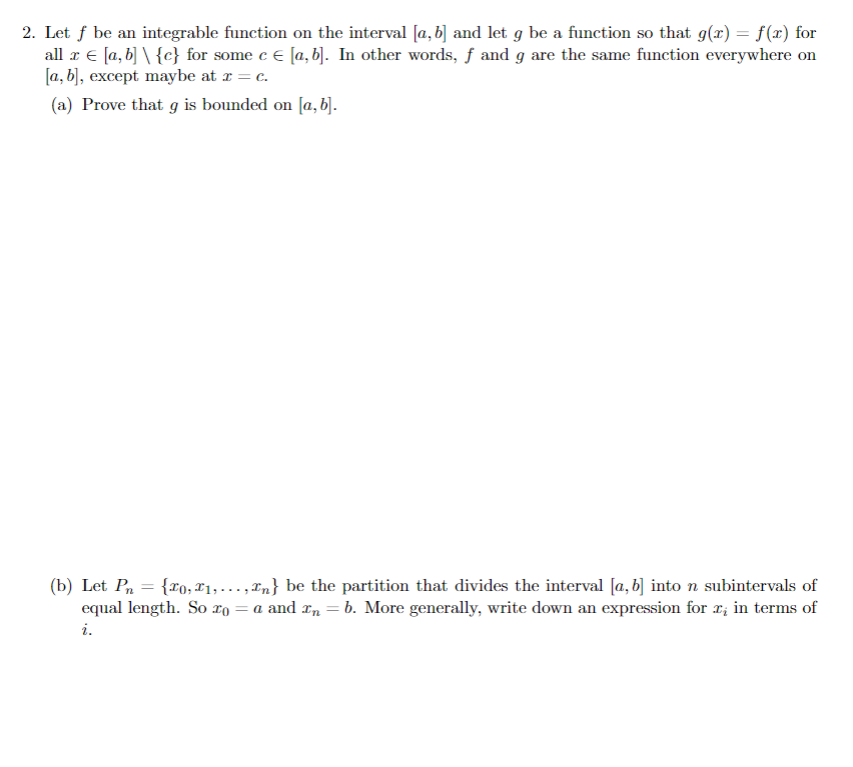 Solved 2. Let f be an integrable function on the interval | Chegg.com