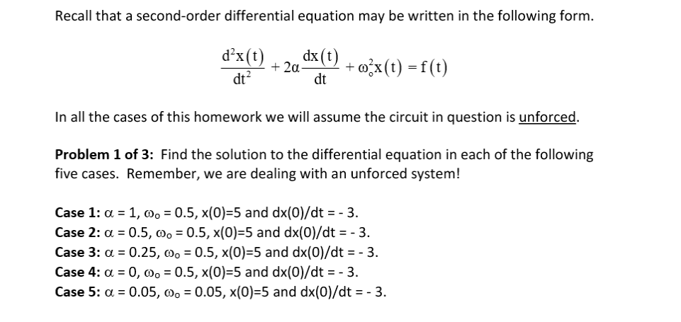 Solved Recall that a second-order differential equation may | Chegg.com