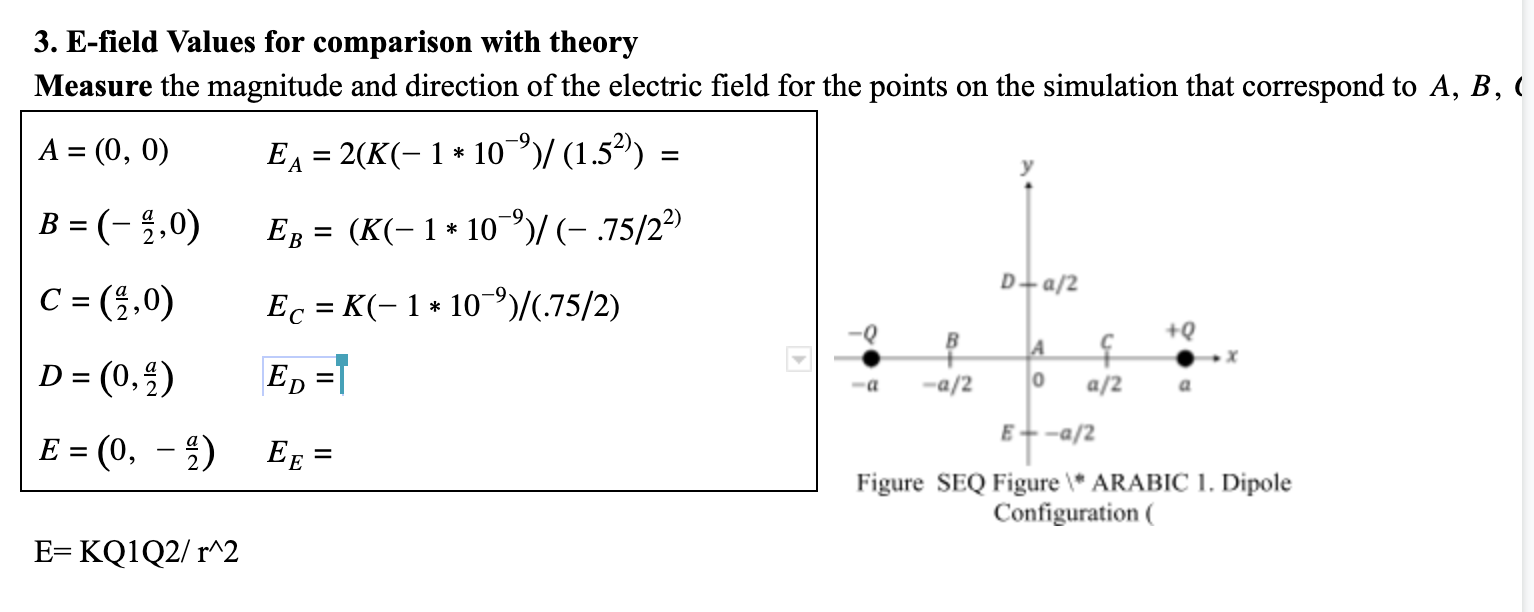 Solved 3. E-field Values for comparison with theory Measure | Chegg.com