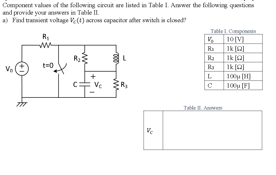 Solved Component values of the following circuit are listed | Chegg.com