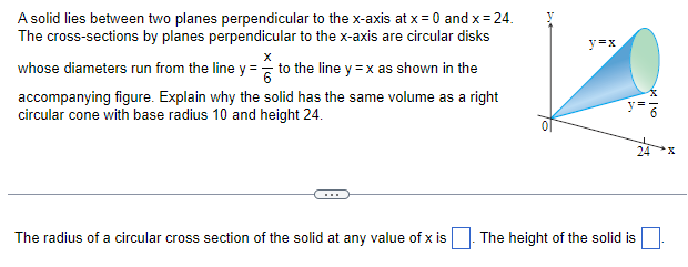 Solved A solid lies between two planes perpendicular to the | Chegg.com