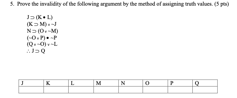 Solved 5. Prove the invalidity of the following argument by | Chegg.com