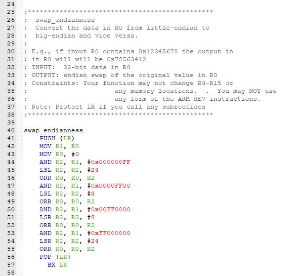 Solved 25 26 ; swap endianness 27 ; Convert the data in RO | Chegg.com
