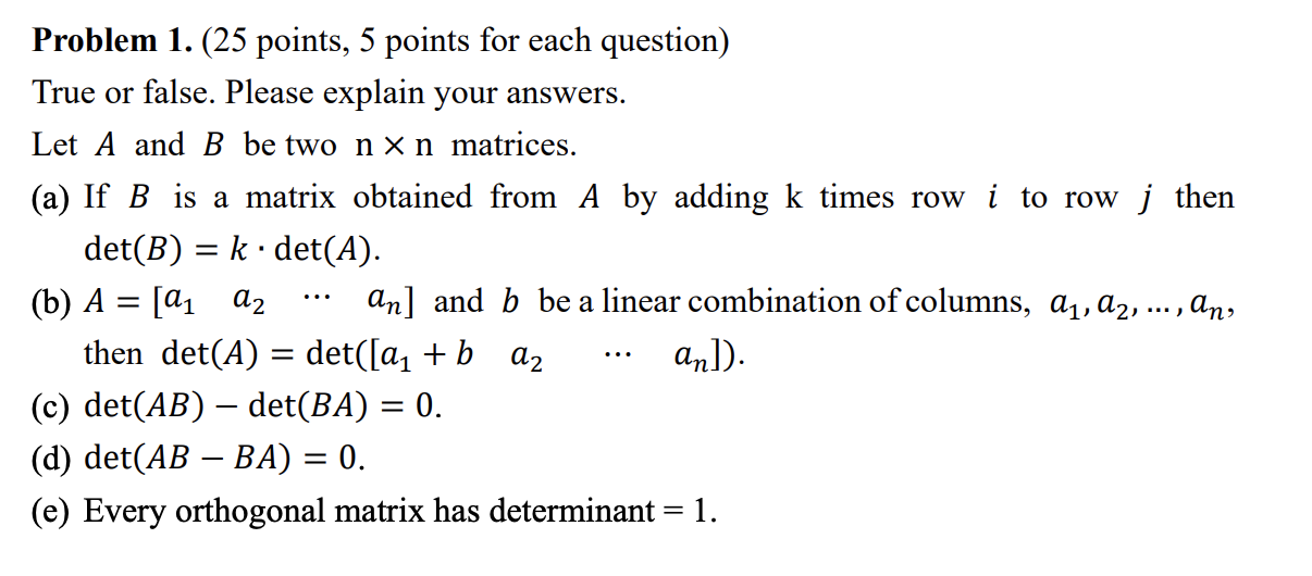 Solved - Problem 1. (25 points, 5 points for each question) | Chegg.com