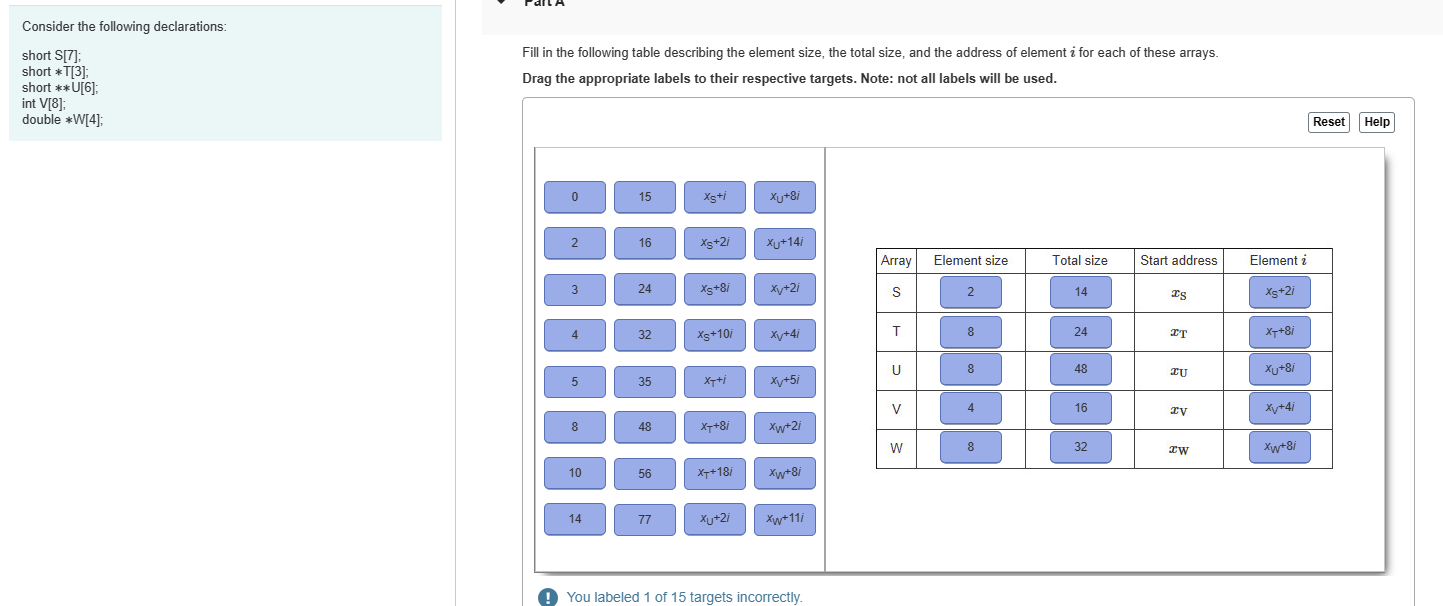 Solved Consider the following declarations: short S[7]; | Chegg.com
