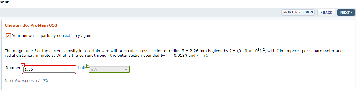 Solved nent PRINTER VERSION A BACK NEXT Chapter 26, Problem | Chegg.com