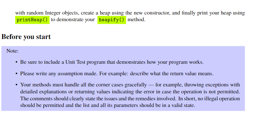 Solved 1. Start with the UR_Heap interface code below. | Chegg.com