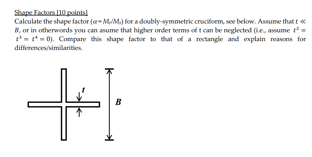 Solved Calculate the shape factor (alpha = Mp/My) for | Chegg.com