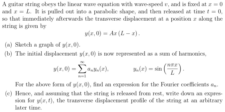 Solved A guitar string obeys the linear wave equation with | Chegg.com