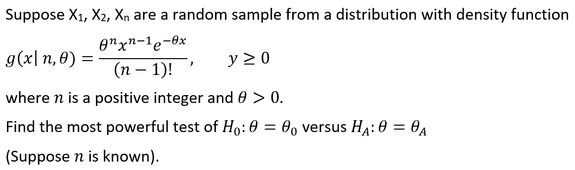 Solved Suppose X1, X2, Xn are a random sample from a | Chegg.com Solved Suppose X1, X2, Xn are a random sample from a | Chegg.com