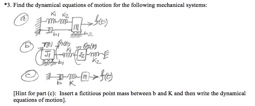Solved *3. Find the dynamical equations of motion for the | Chegg.com