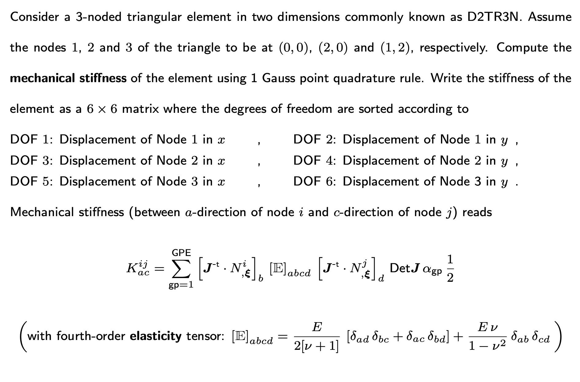 Solved Consider a 3-noded triangular element in ﻿two | Chegg.com