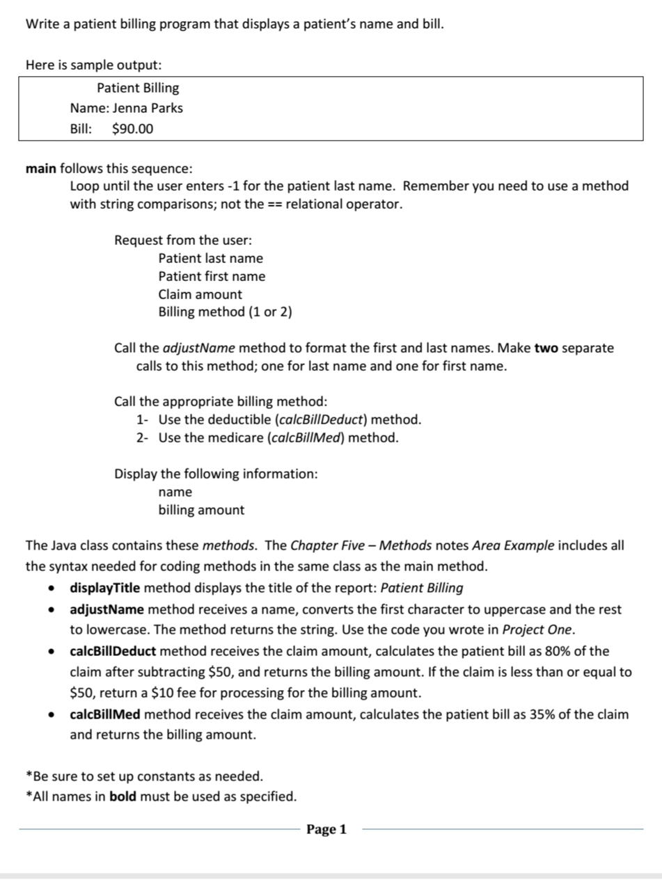 Solved Write a patient billing program that displays a | Chegg.com