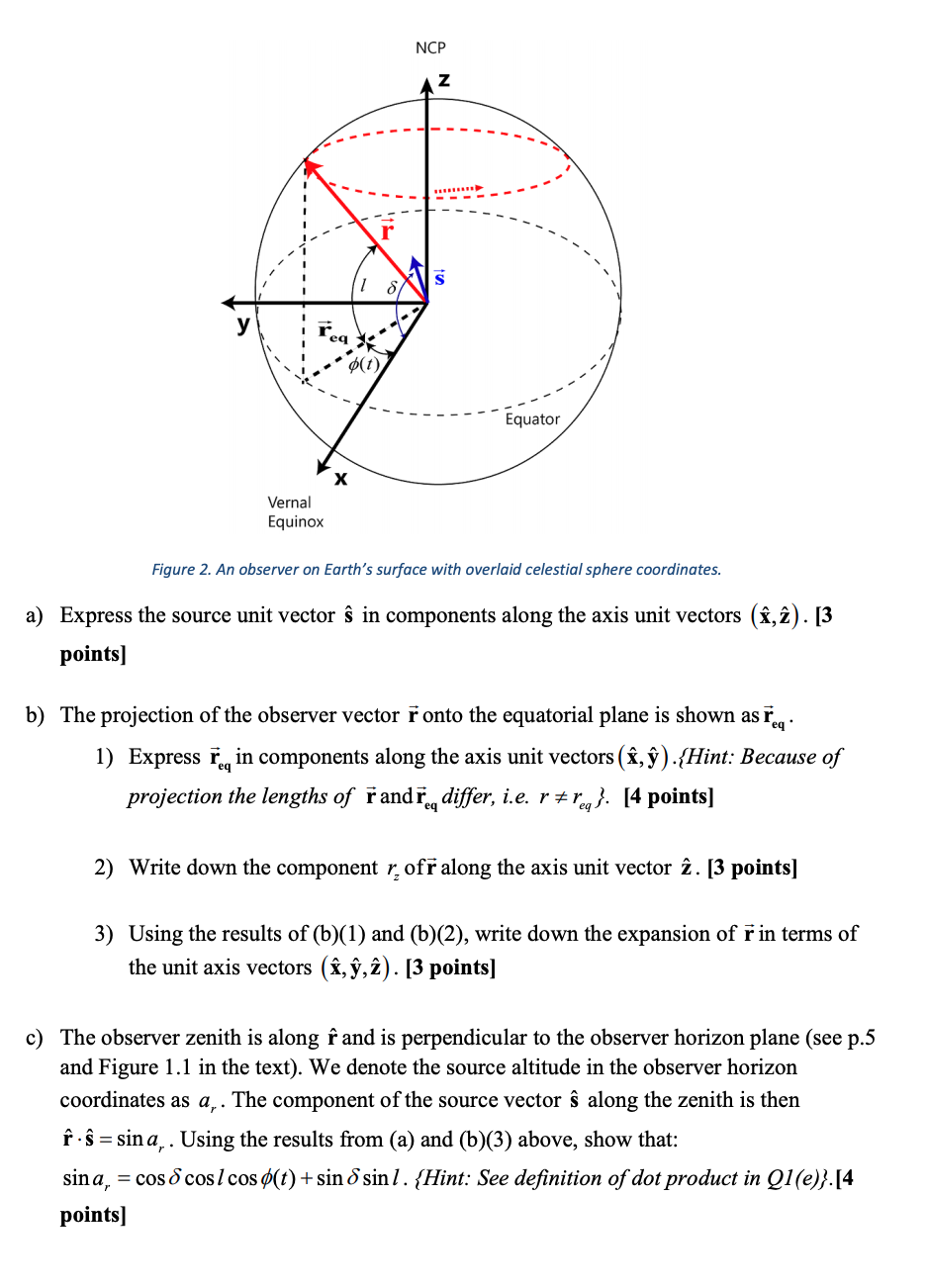Q1.3 Diurnal Apparent Motion. Figure 2 shows an | Chegg.com