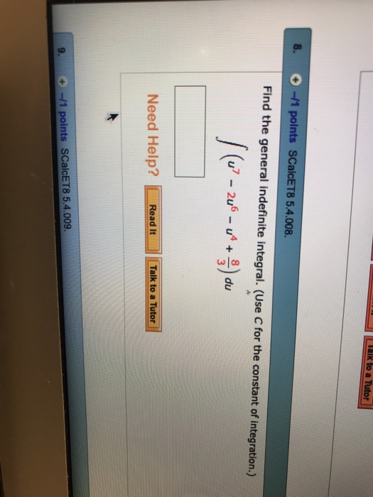Solved 8. -/1 points SCalcET8 5.4.008. Find the general | Chegg.com