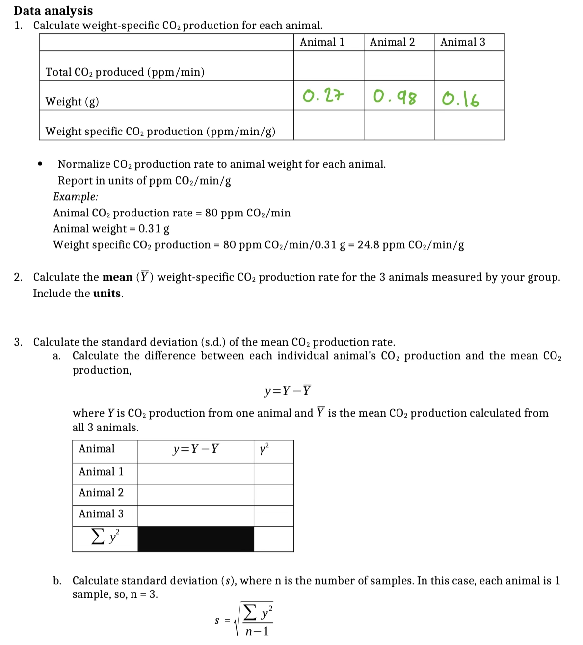 Solved CO2 concentration change in respirometer Calculate | Chegg.com