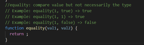 Solved //equality: compare value but not necessarily the | Chegg.com