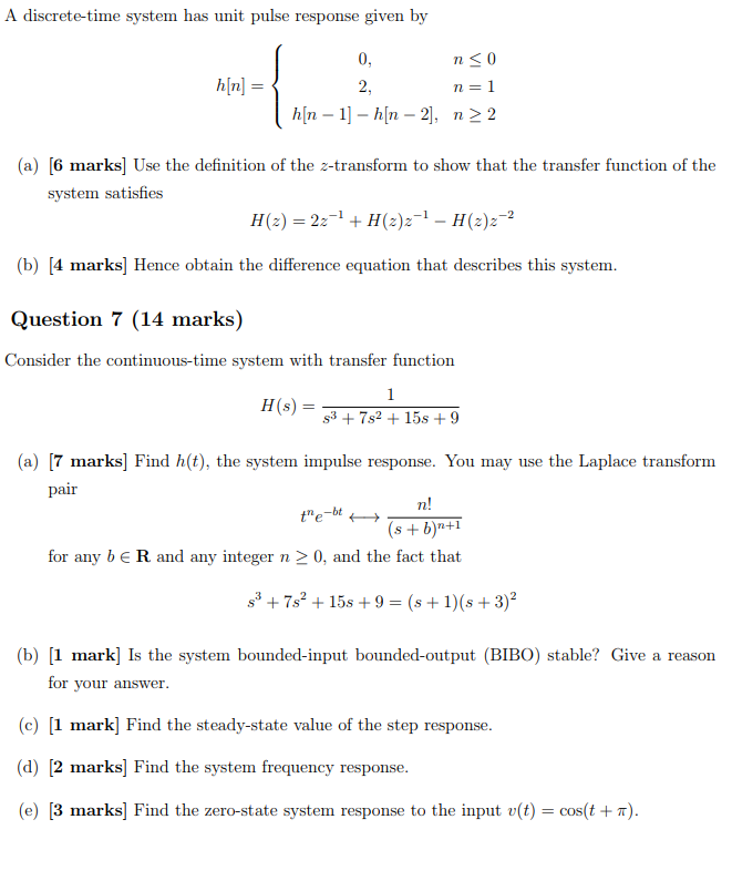 Solved A discrete-time system has unit pulse response given | Chegg.com