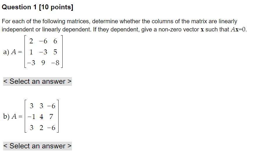 Solved Question 1 [10 points] For each of the following | Chegg.com