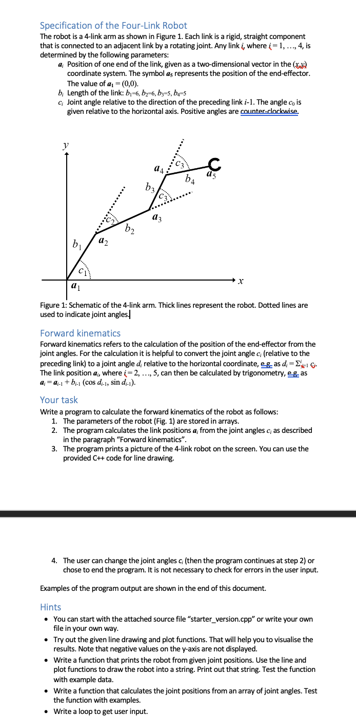 Solved Specification of the Four-Link Robot The robot is a | Chegg.com