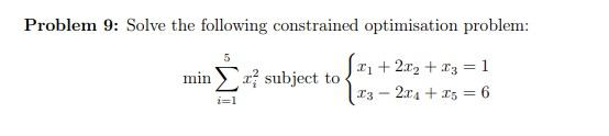 Solved Problem 9: Solve the following constrained | Chegg.com