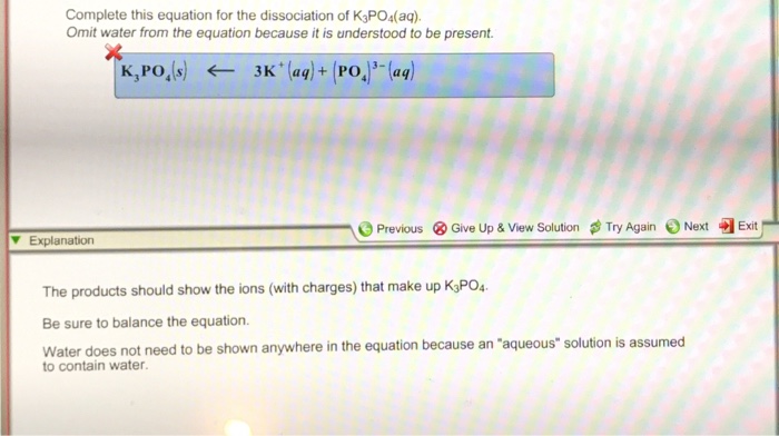 Solved Complete this equation for the dissociation of | Chegg.com