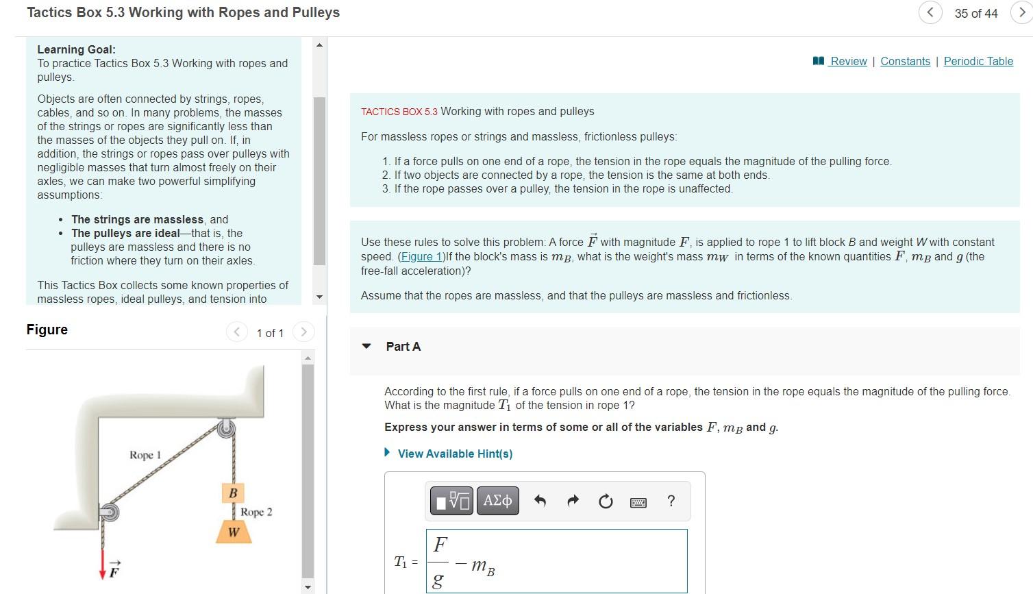 Solved Tactics Box 5.3 Working with Ropes and Pulleys | Chegg.com
