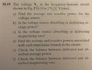 Solved 10.19 The voltage V, in the frequency-domain circuit | Chegg.com